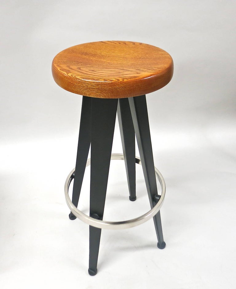 Six Bar Stools after Jean Prouvé, NYC 1980s at 1stDibs
