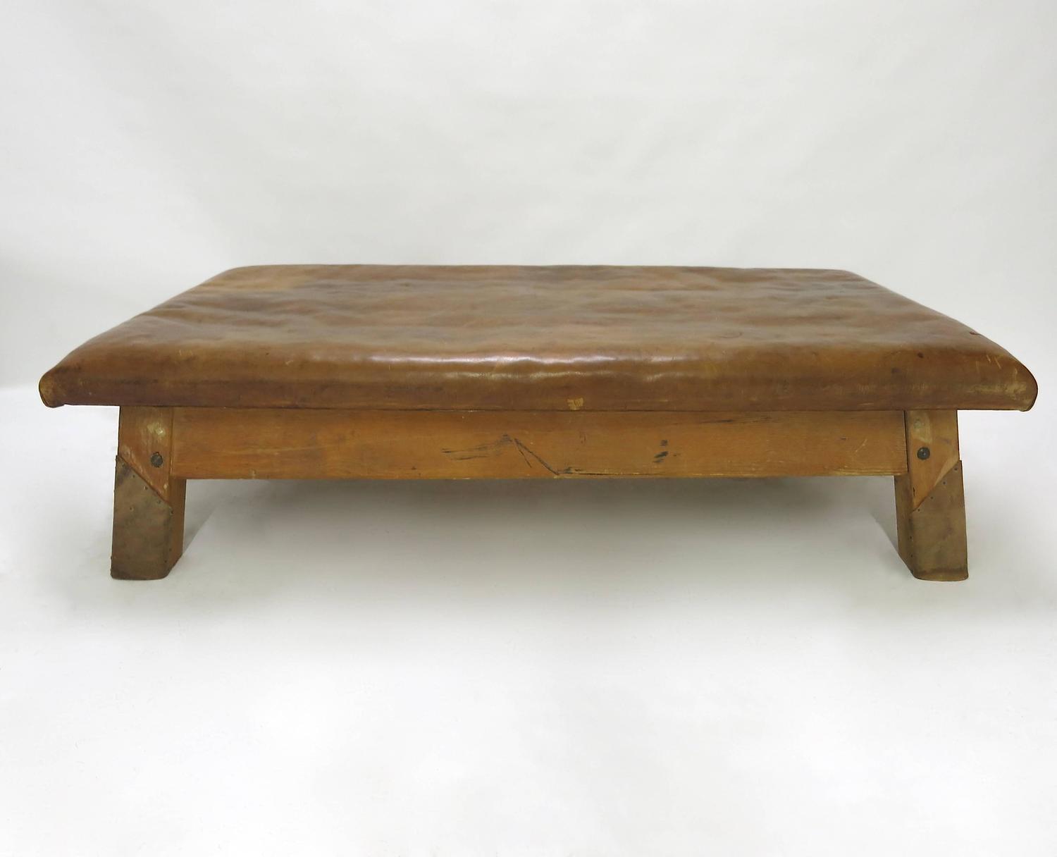 Vintage Leather Gym Bench or Table, circa 1940 For Sale at 1stdibs