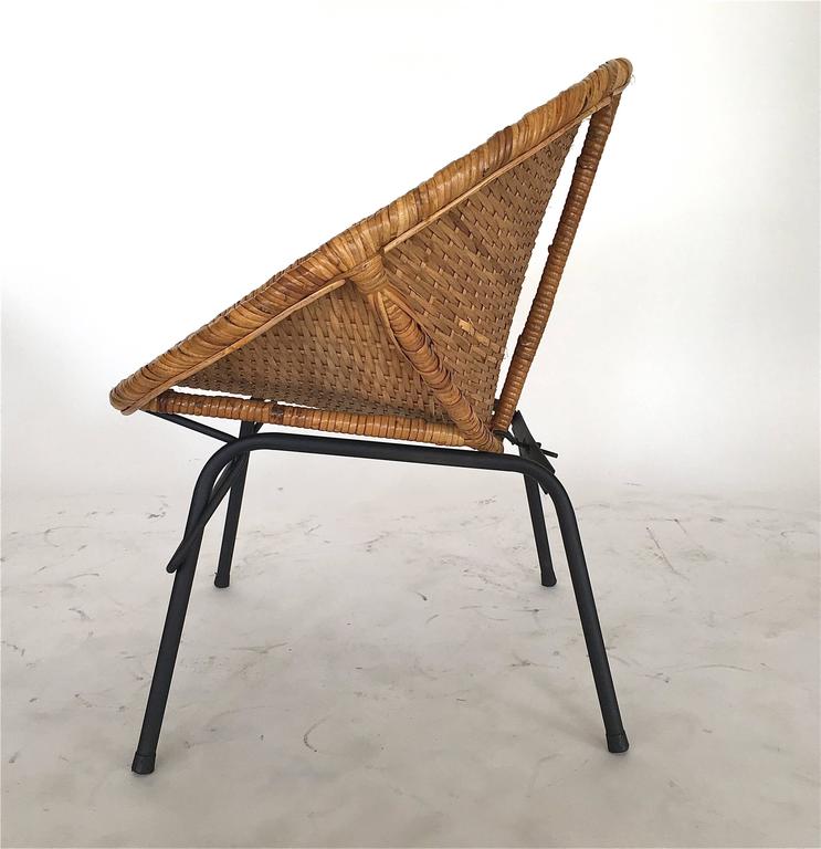 Wicker and Iron Scoop Bucket Chairs at 1stDibs