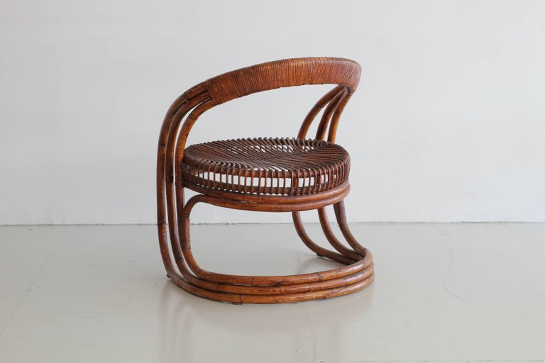 Sculptural Curved Rattan Chair at 1stDibs