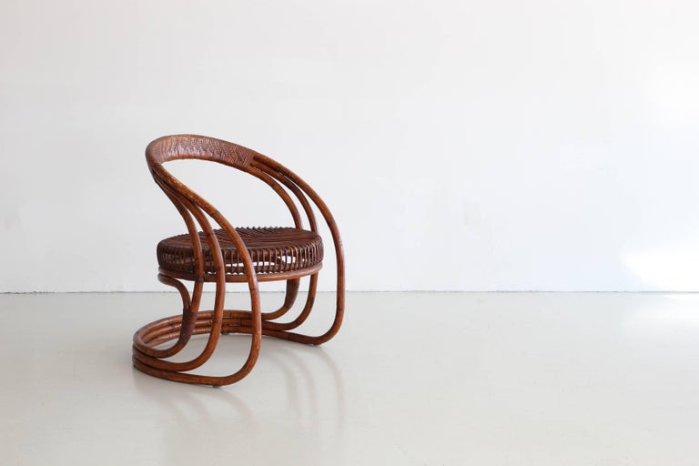 Sculptural Curved Rattan Chair at 1stDibs