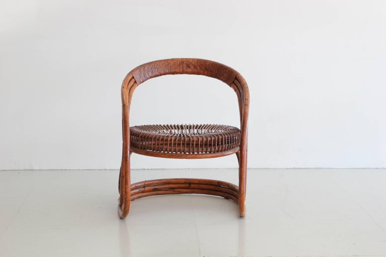 Sculptural Curved Rattan Chair at 1stDibs