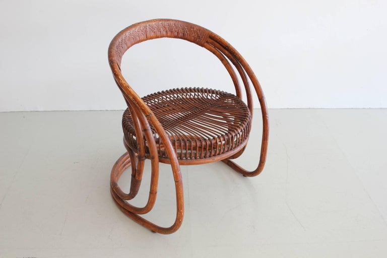 Sculptural Curved Rattan Chair at 1stDibs