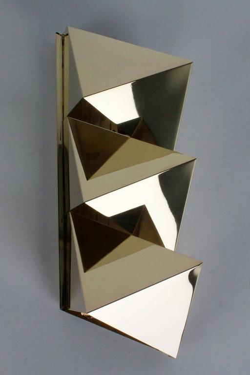 Brass Geometric Sconces at 1stDibs