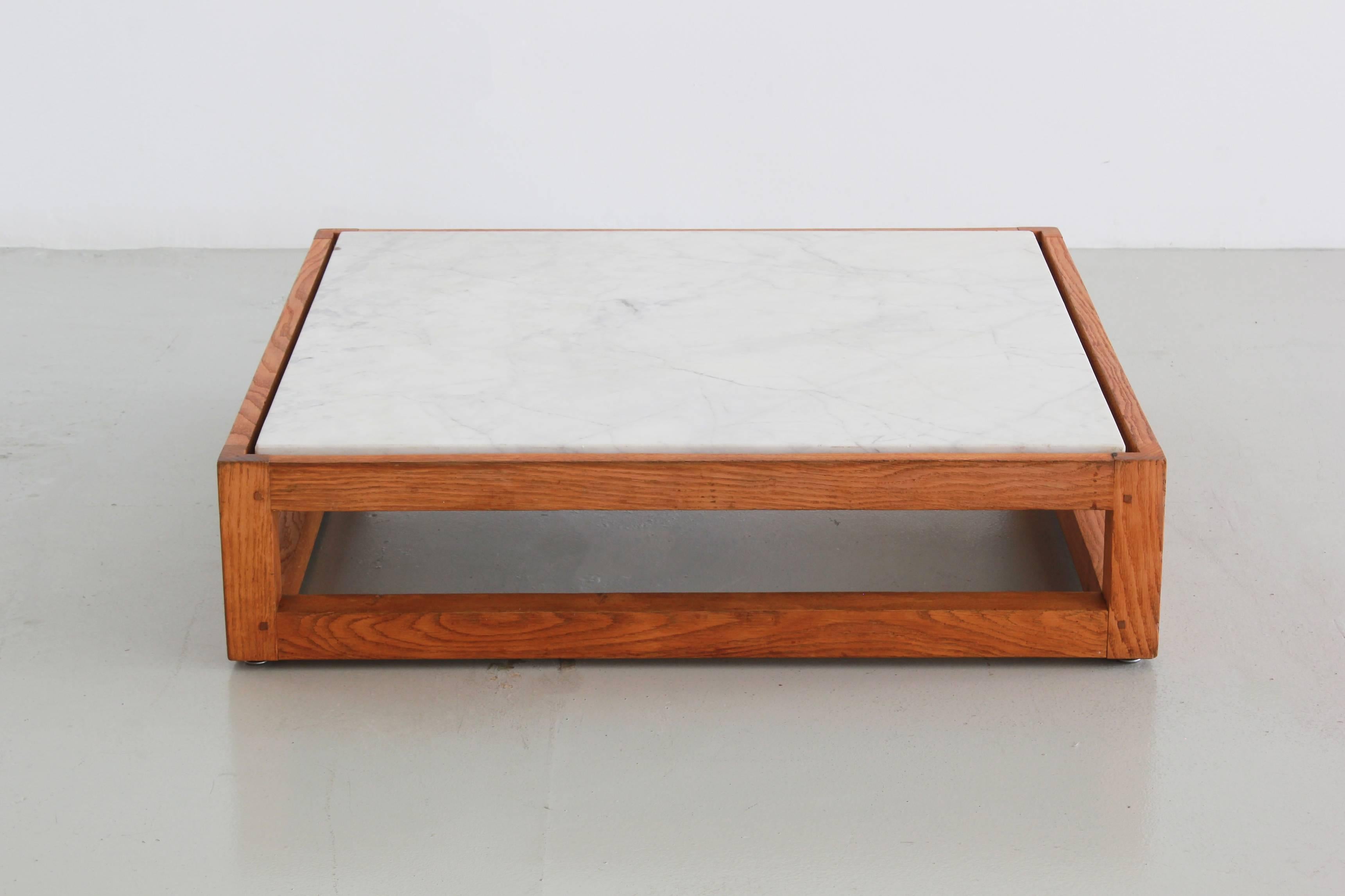 French Modern Marble and Oak Coffee Table at 1stDibs | marble oak ...