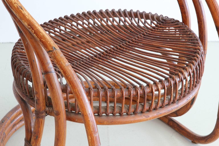 Sculptural Curved Rattan Chair at 1stDibs