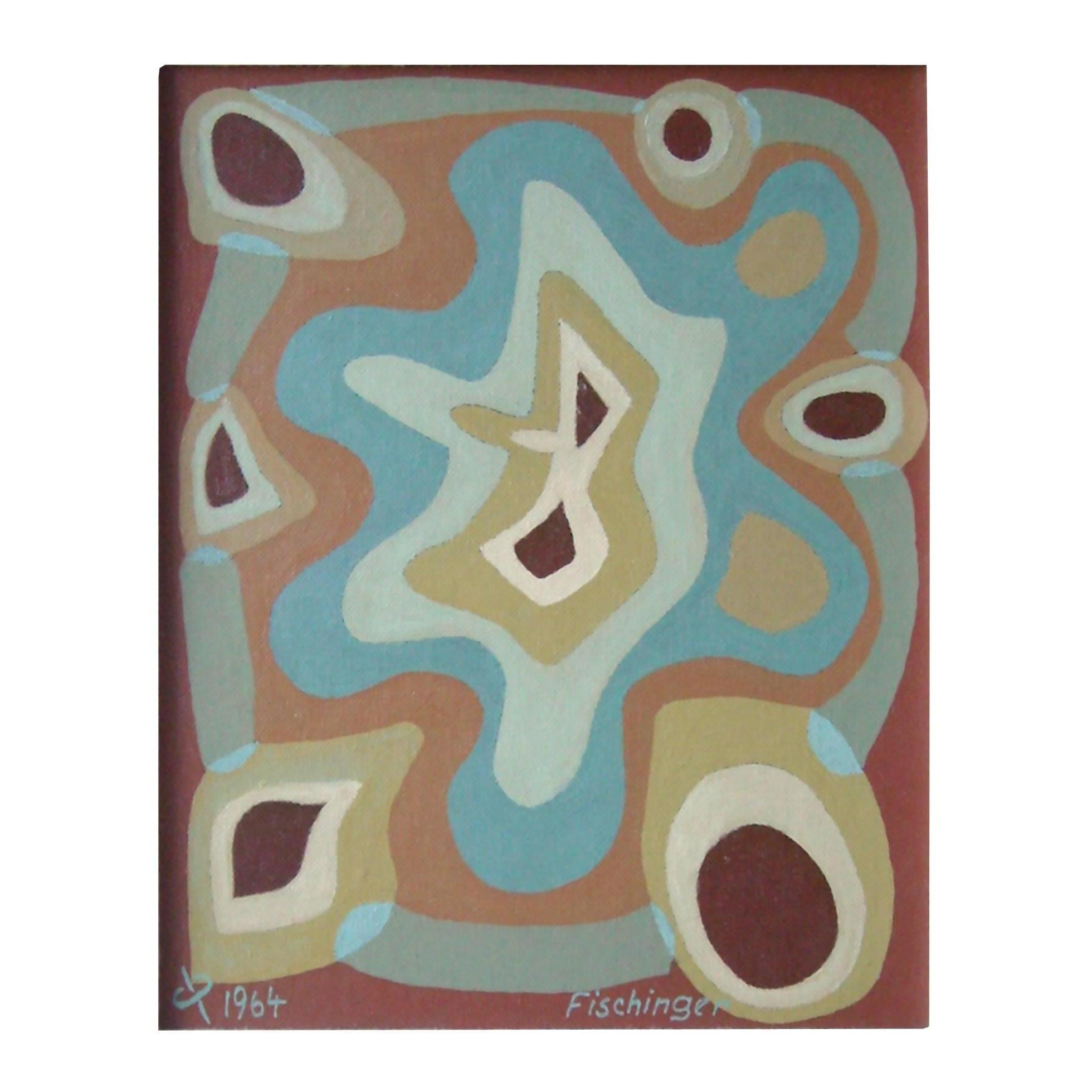Oskar Fischinger Oil Painting on Canvas/Board, Signed, Dated, Chop at ...