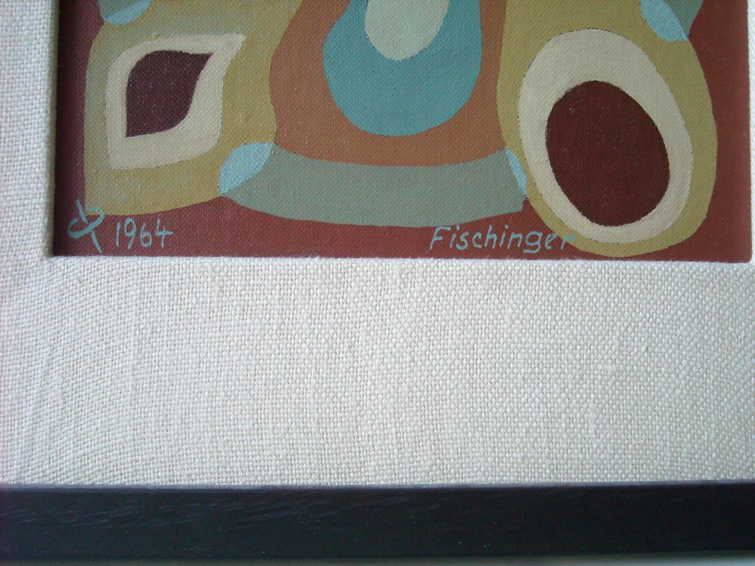 Oskar Fischinger Oil Painting on Canvas/Board, Signed, Dated, Chop For ...