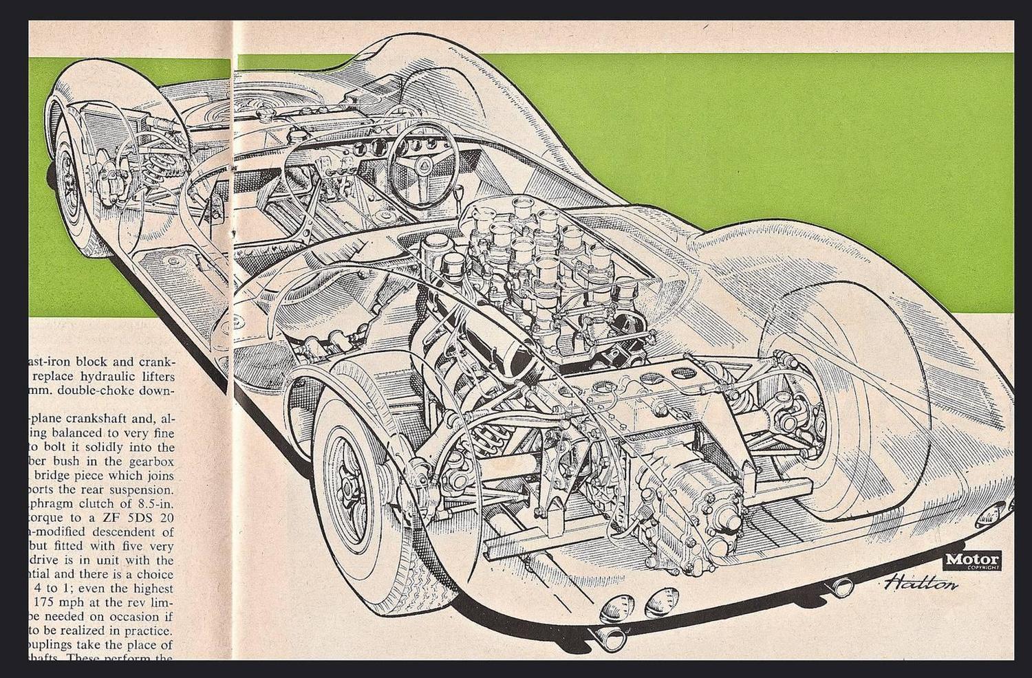 Original "Cutaway" Drawing of the Lotus 30 Racing Car by Brian Hatton ...