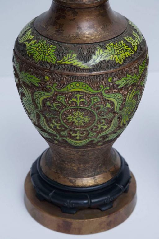 Apple Green Cloisonné and Gilt Bronze Table Lamps at 1stDibs
