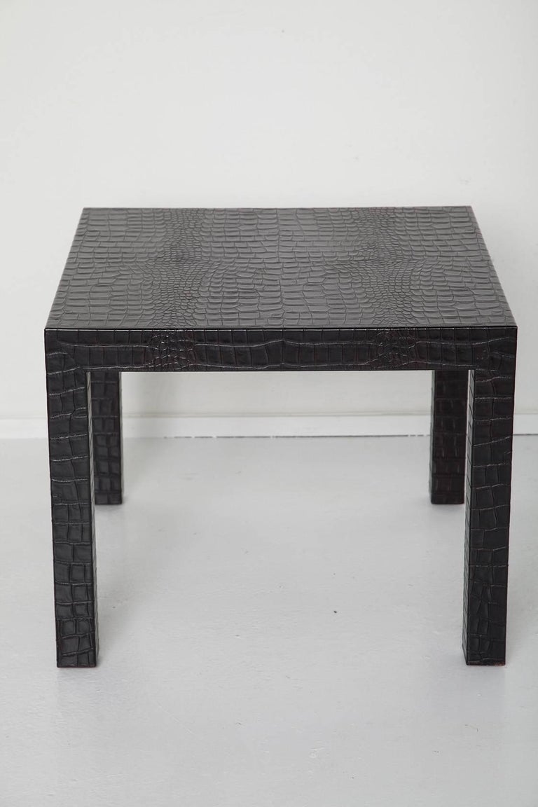 Black Alligator Embossed Leather End Tables after Karl Springer at 1stDibs