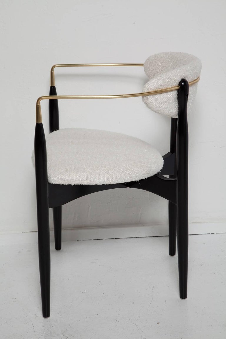 Pair of Black Lacquer and Raw Silk Viscount Chairs by Dan Johnson at ...