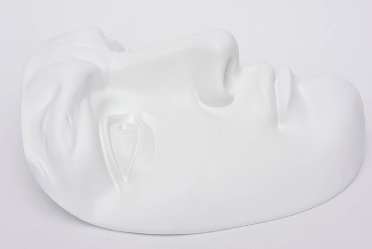 White Resin and Plaster Face Wall Sculpture, 60's For Sale at 1stDibs