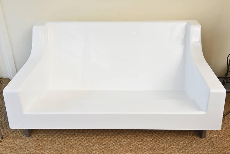 Pair of Indoor/Outdoor Sculptural White Lacquered Fiberglass Sofas or ...