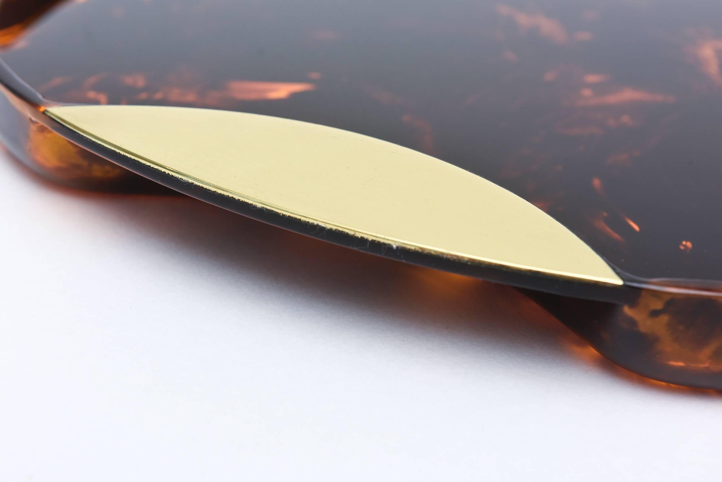 Tortoise Lucite and Brass Serving /Bar Round Tray at 1stDibs | round ...