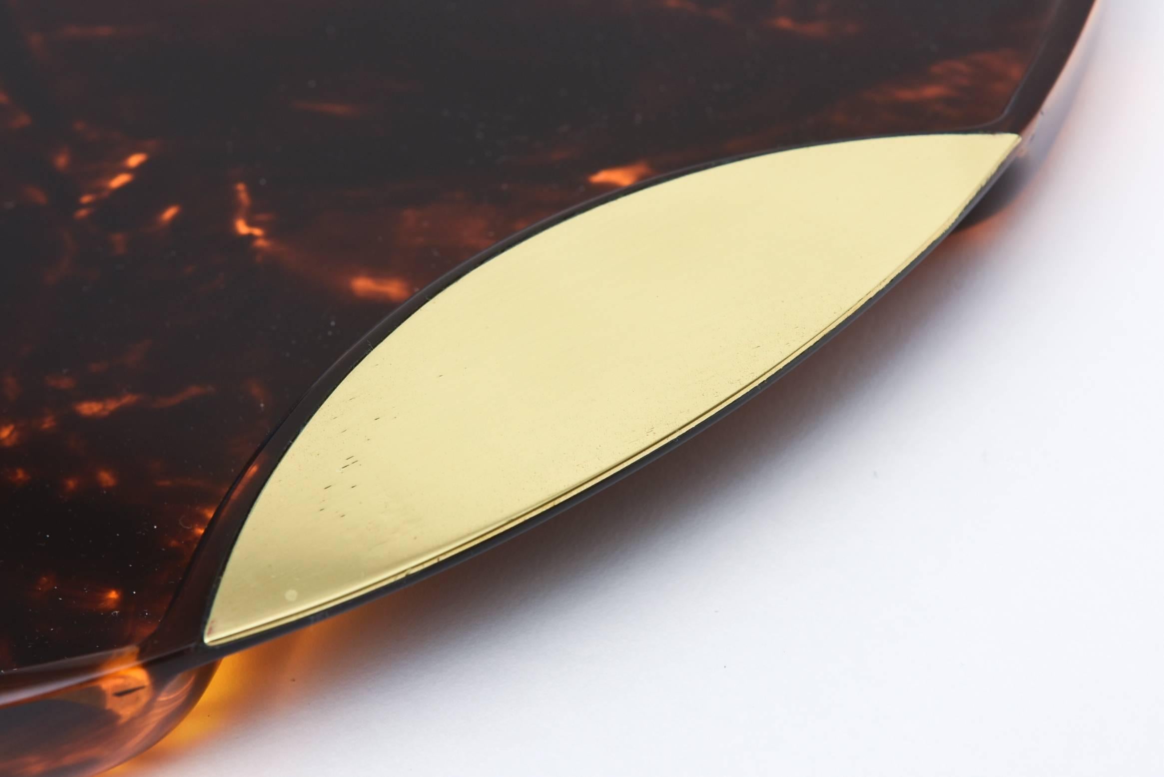 Tortoise Lucite and Brass Serving /Bar Round Tray at 1stDibs | round ...