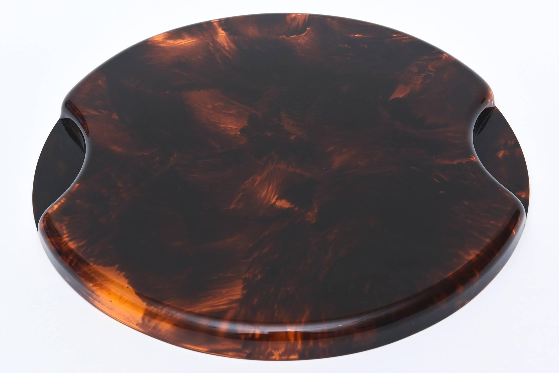 Tortoise Lucite and Brass Serving /Bar Round Tray at 1stDibs | round ...