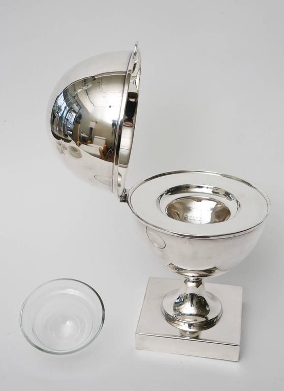 Ovoid Silver Plate Sculptural Caviar Bowl/ Serving Dish or Caviar Stand ...