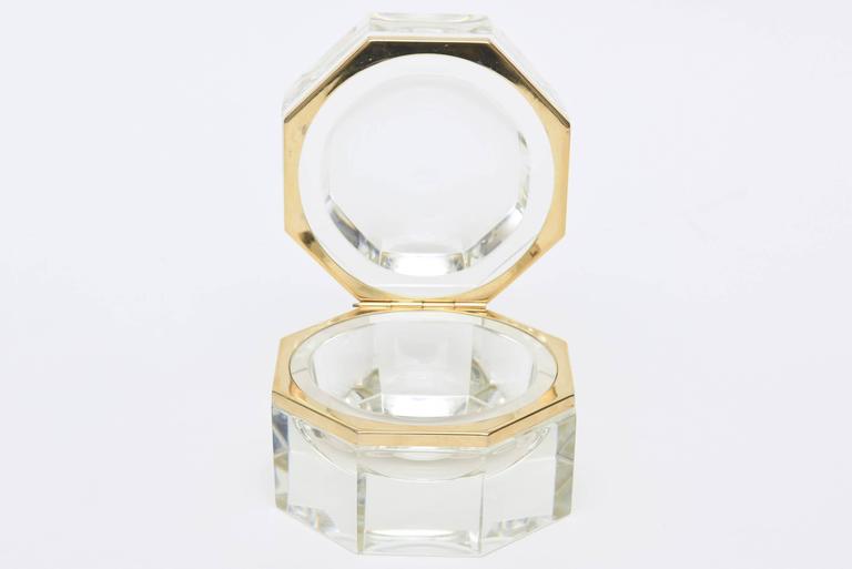Italian Murano Faceted Glass and Brass Octagonal Hinged Box/Jewelry Box ...
