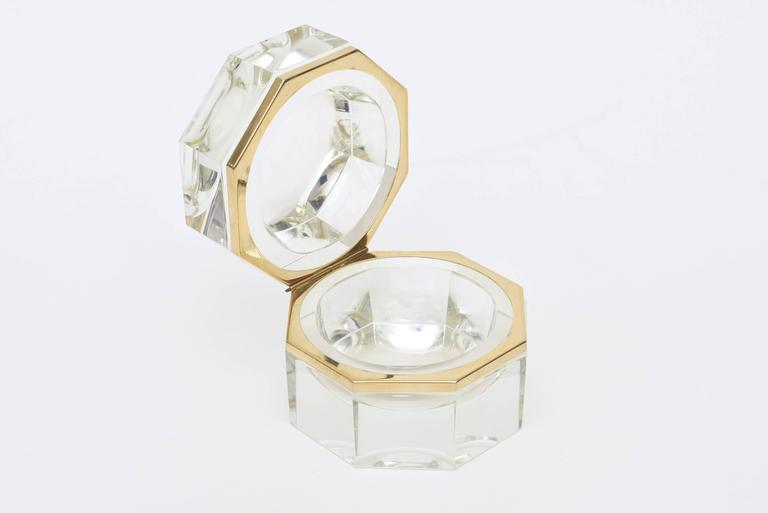 Italian Murano Faceted Glass and Brass Octagonal Hinged Box/Jewelry Box ...