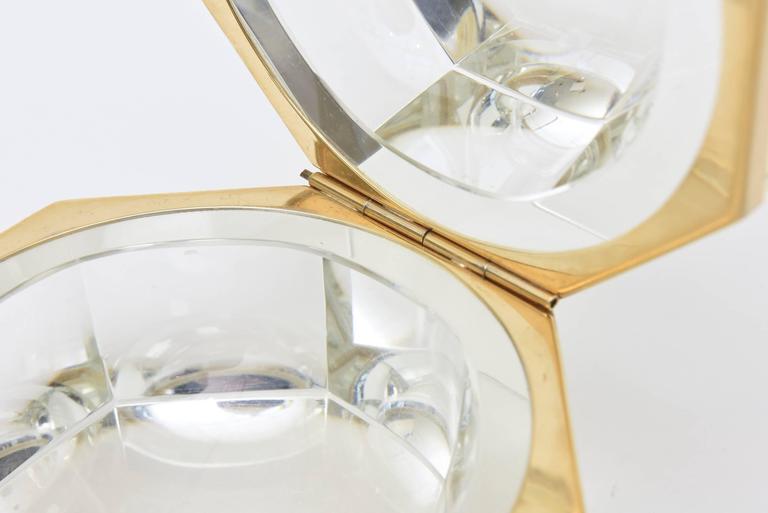 Italian Murano Faceted Glass and Brass Octagonal Hinged Box/Jewelry Box ...