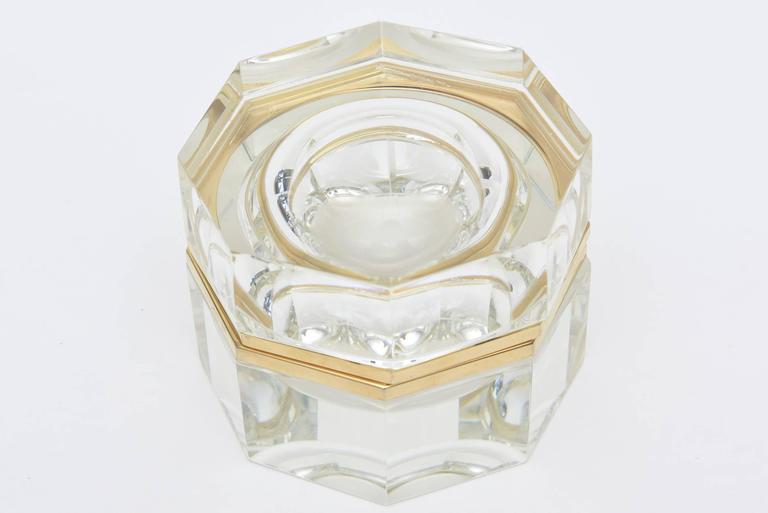 Italian Murano Faceted Glass and Brass Octagonal Hinged Box/Jewelry Box ...