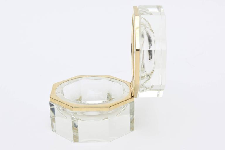 Italian Murano Faceted Glass and Brass Octagonal Hinged Box/Jewelry Box ...