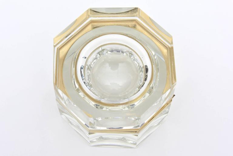 Italian Murano Faceted Glass and Brass Octagonal Hinged Box/Jewelry Box ...