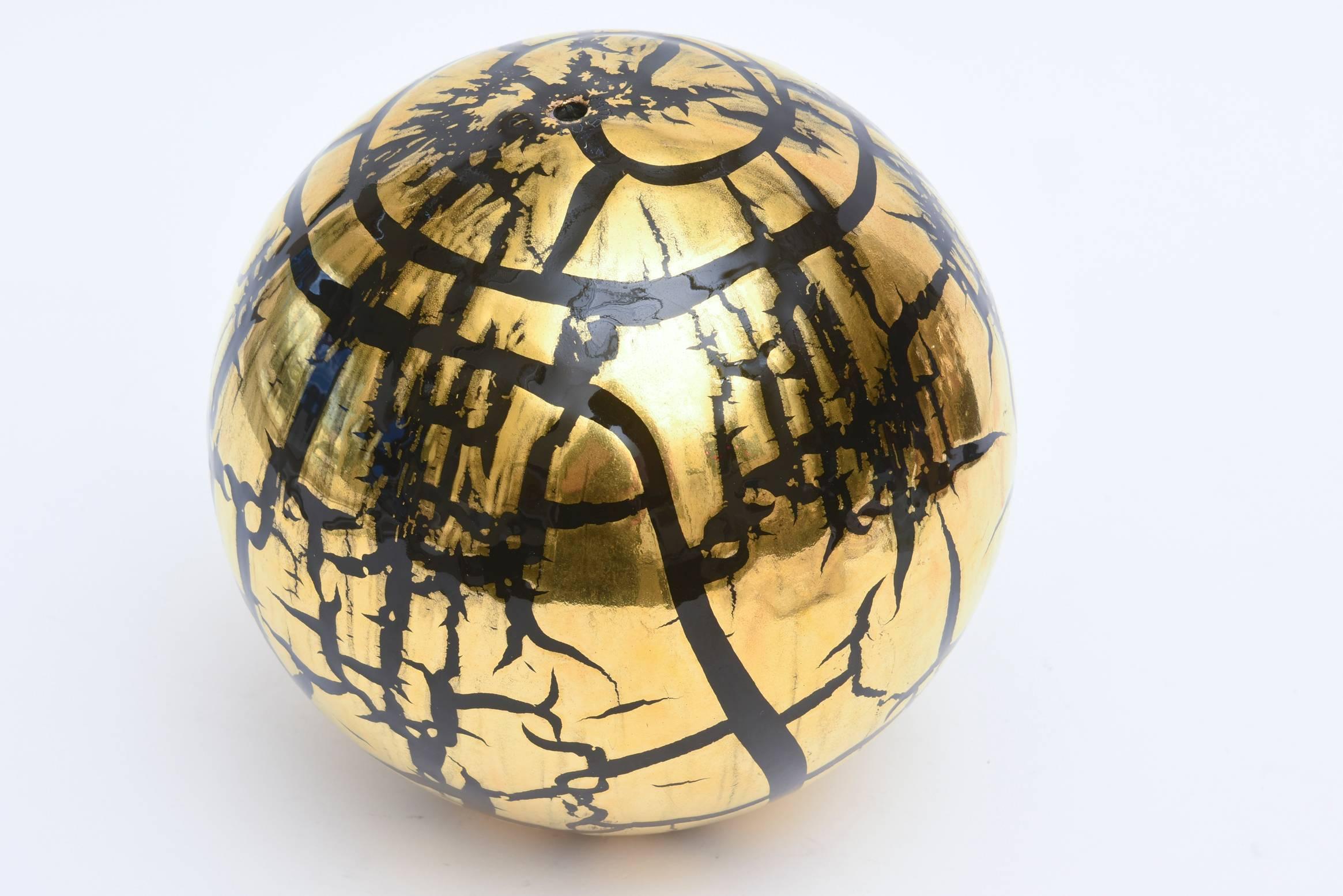 Signed Larry Lubow Gold-Plated Ceramic Ball Sphere Sculpture at 1stDibs ...