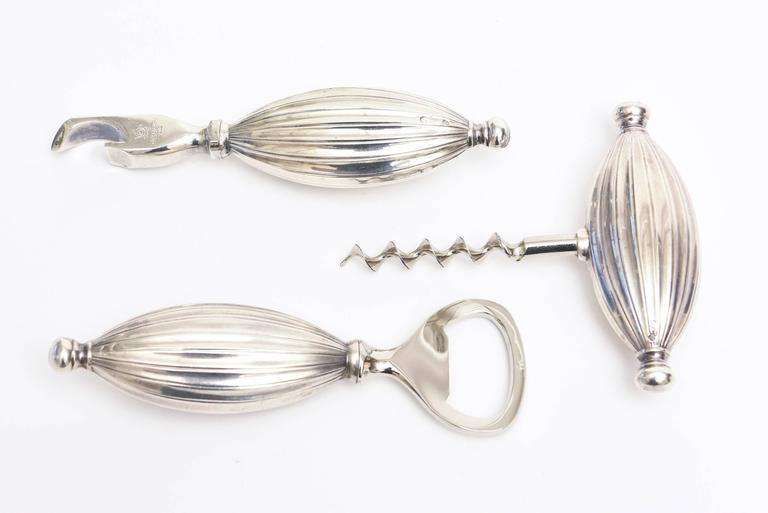 3 Mid-Century Modern Sterling Silver Signed Sculptural Barware Set at ...