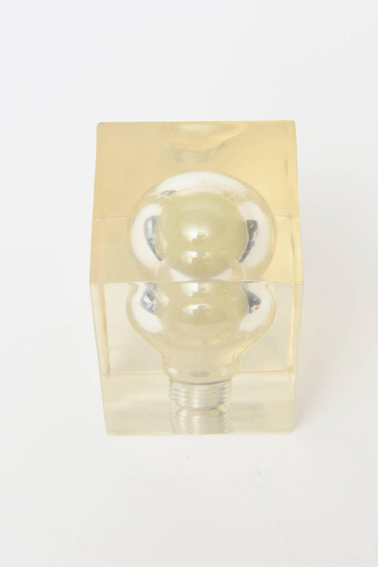 Pierre Giraudon French Pop Art Lucite Light Bulb Sculpture/ Paperweight ...