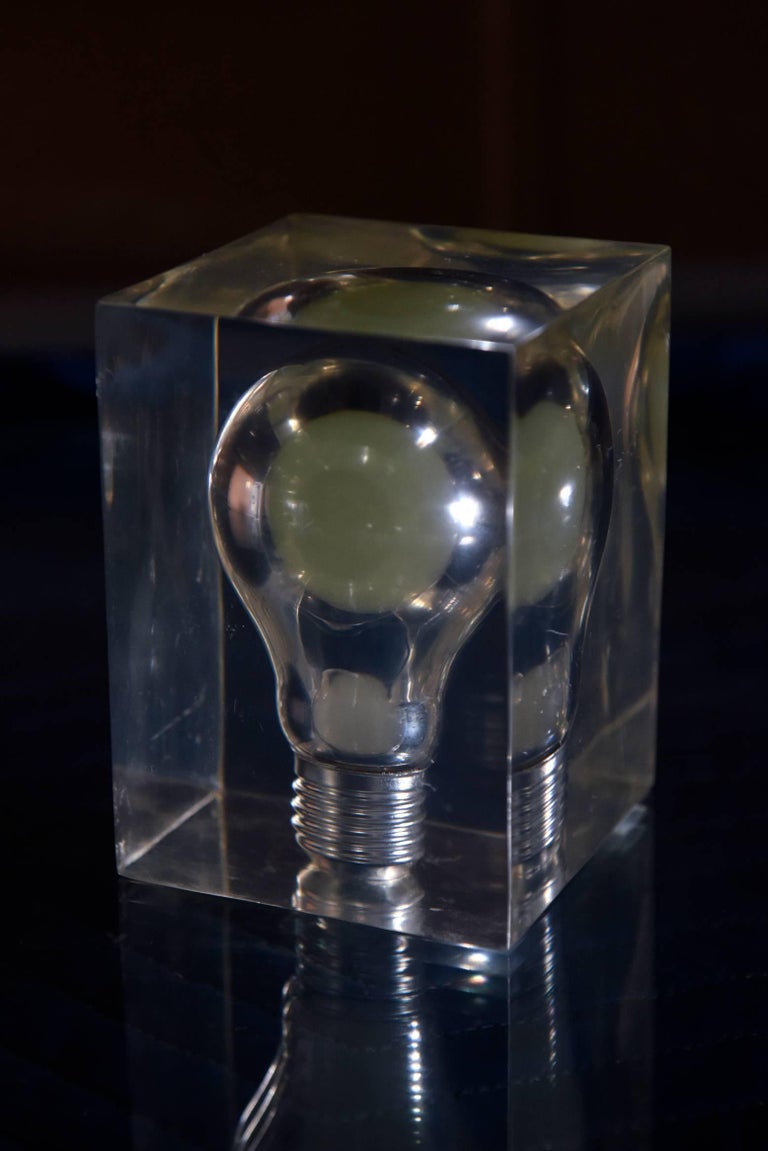 Pierre Giraudon French Pop Art Lucite Light Bulb Sculpture/ Paperweight ...