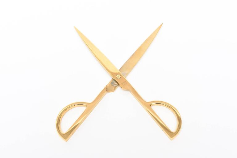 Pair of Modernist Gold-Plated Letter Opener and Scissors/Desk Accessory ...