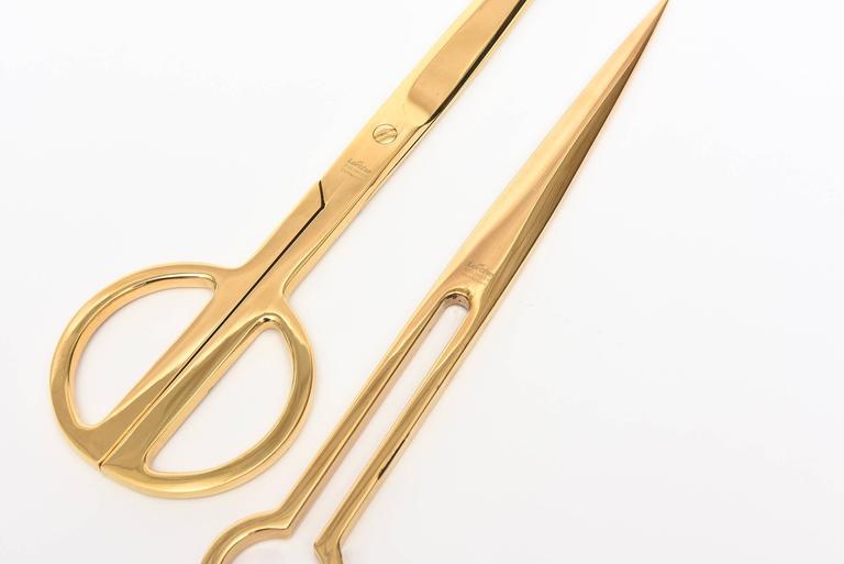 Pair of Modernist Gold-Plated Letter Opener and Scissors/Desk Accessory ...