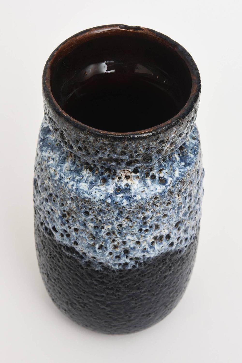Molten Textural Ceramic West German Lava Vase or Vessel at 1stdibs