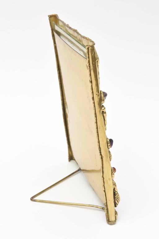 Sculptural and Jeweled Brass/Amethyst, Quartz and Agate Picture Frame ...