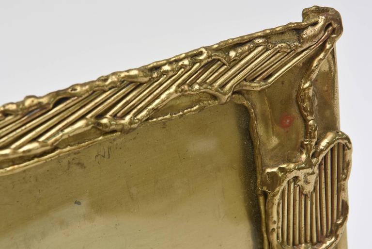 Sculptural and Jeweled Brass/Amethyst, Quartz and Agate Picture Frame ...