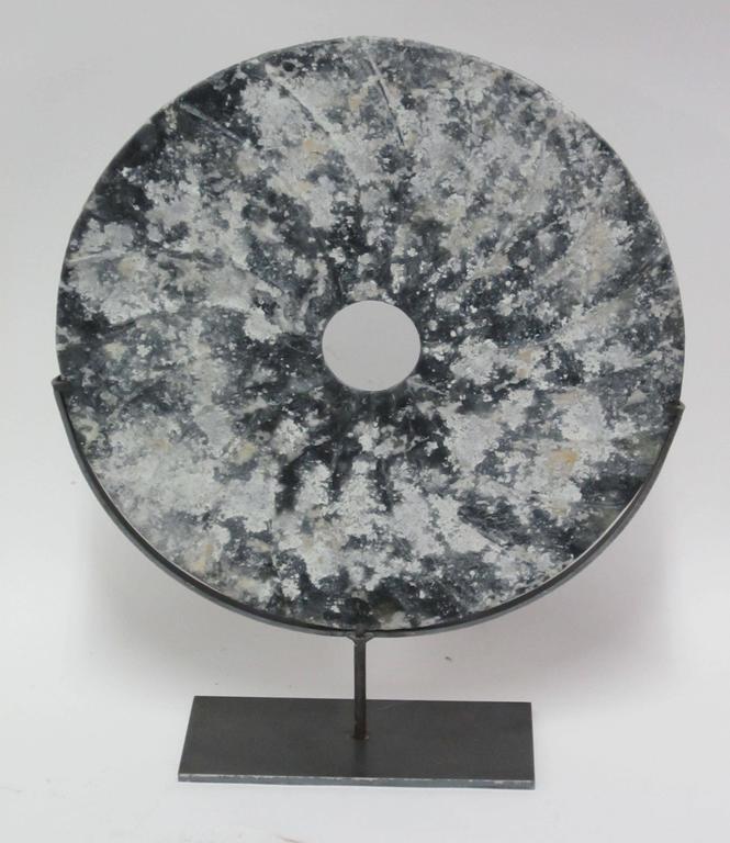 Contemporary Set of Three Textured Swirl Stone Disc Sculptures, China ...