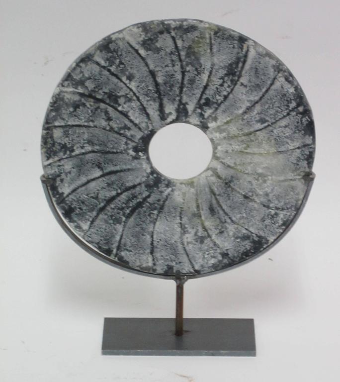 Contemporary Set of Three Textured Swirl Stone Disc Sculptures, China ...