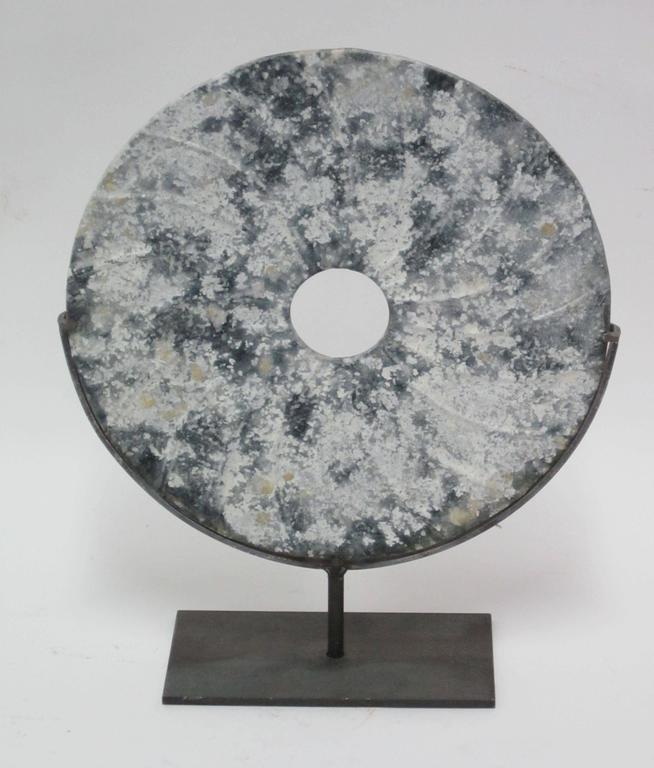 Contemporary Set of Three Textured Swirl Stone Disc Sculptures, China ...