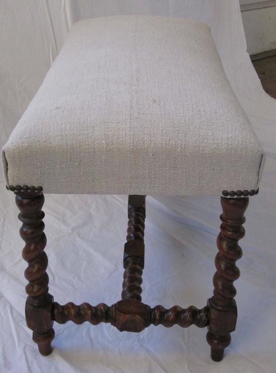 Upholstered Spool Leg Bench, Italy, 19th Century at 1stDibs