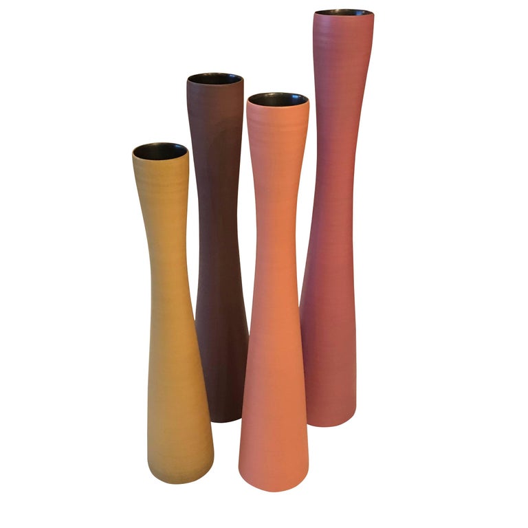 Handmade Tall Slender Fine Ceramic Vases, Contemporary, Italy For Sale ...