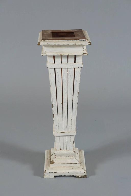 Rustic Pair of Copper and Wood Garniture/Vases For Sale at 1stDibs