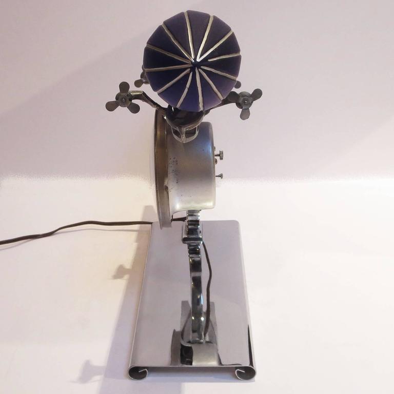 Rare Art Deco Cobalt Glass and Chrome Blimp Clock and Lamp at 1stDibs