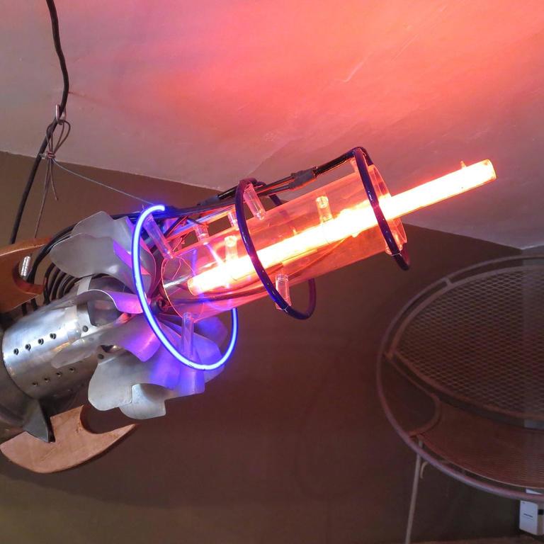 Hanging Neon Rocket Sculpture by Baron Margo at 1stDibs