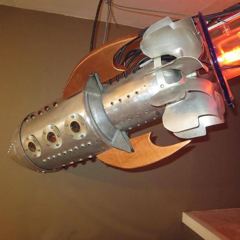 Hanging Neon Rocket Sculpture by Baron Margo at 1stDibs