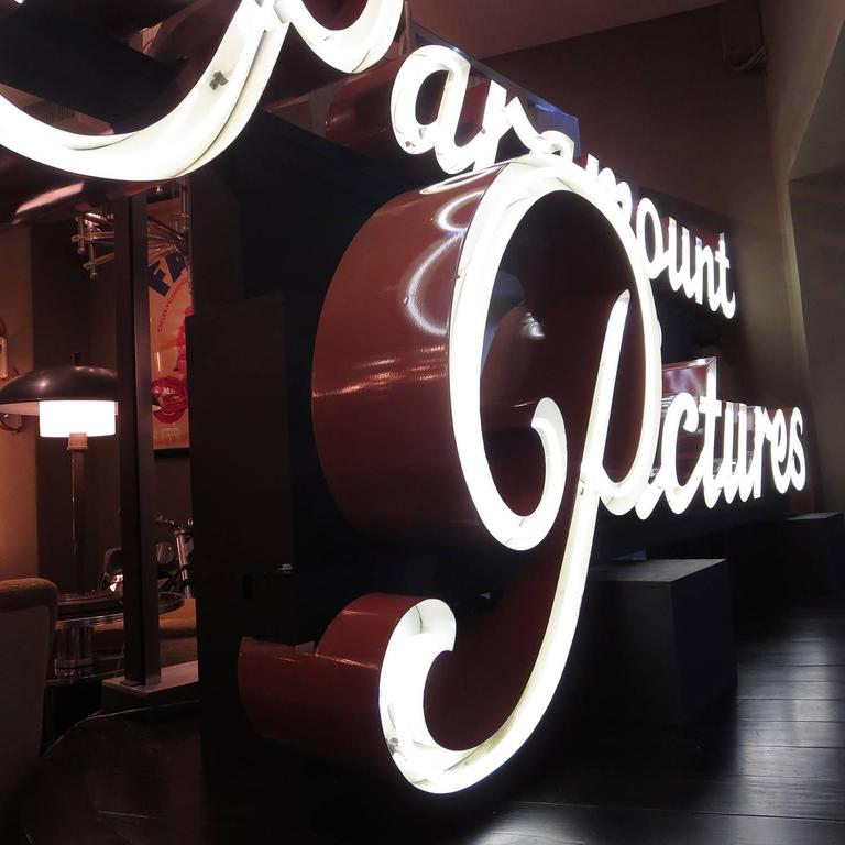 Historic Paramount Pictures Sign in Porcelain Enamel and Neon at 1stDibs