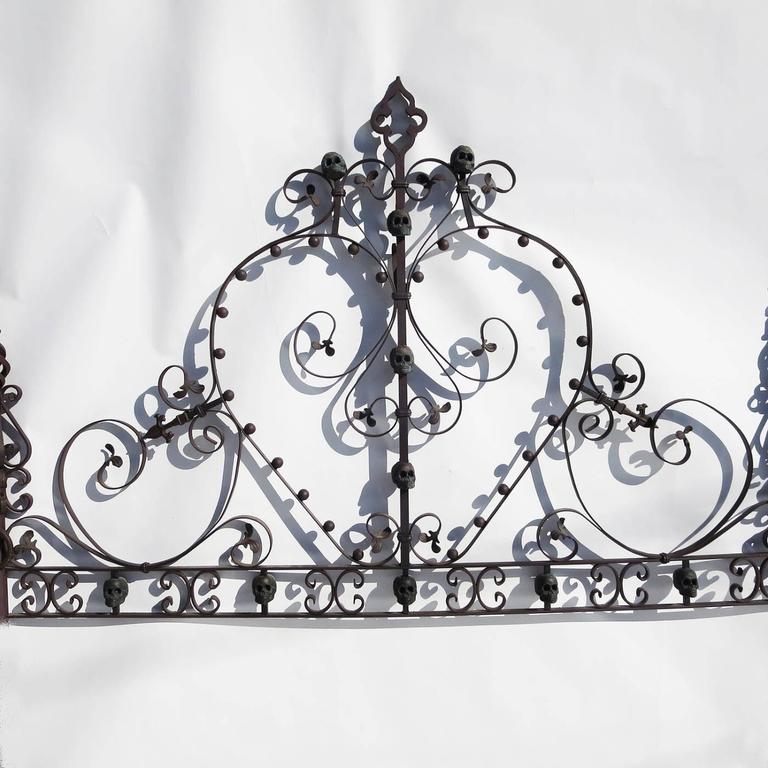 Custom Made Gothic Iron Bed with Bronze Skulls at 1stDibs