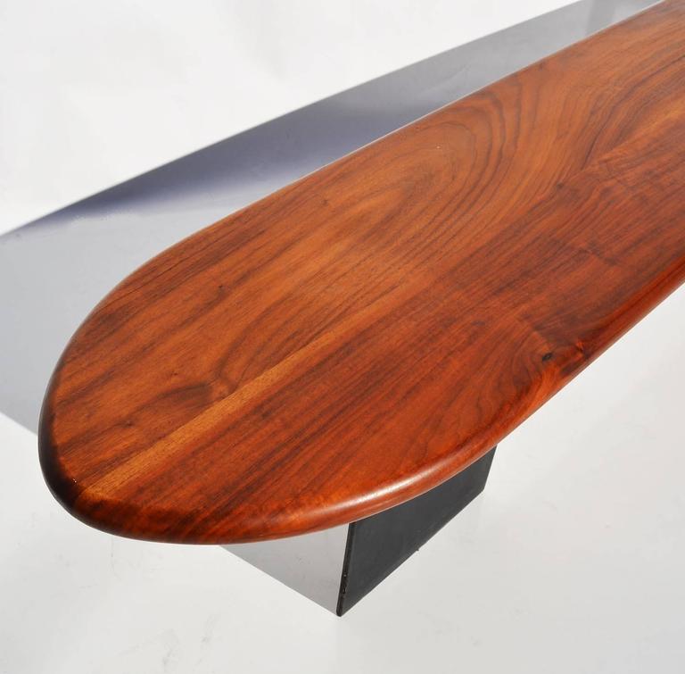 Custom California Studio Walnut and Steel "Surfboard" Bench For Sale at ...