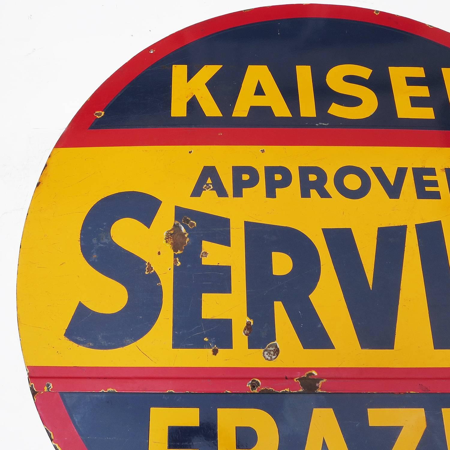 Kaiser / Frazer Automobiles Porcelain Enamel Double Sided Service Sign ...